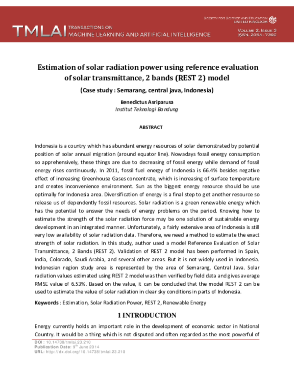 (PDF) Estimation of solar radiation power using reference evaluation of ...