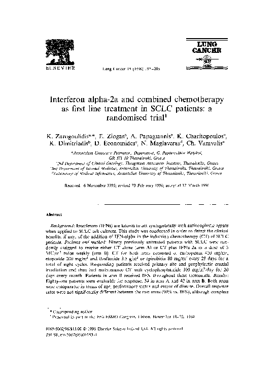 (PDF) Interferon alpha-2a and combined chemotherapy as first line treatment in SCLC patients: a ...
