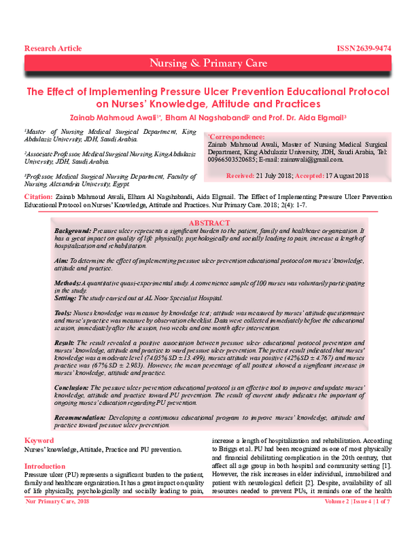 Pdf The Effect Of Implementing Pressure Ulcer Prevention Educational