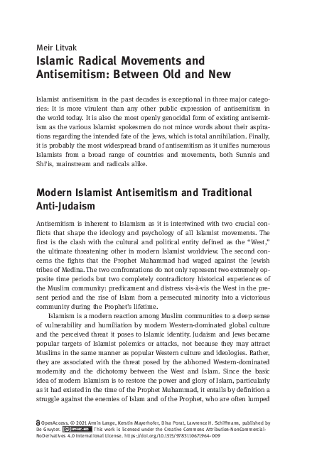 (PDF) Islamic Radical Movements and Antisemitism: Between Old and New