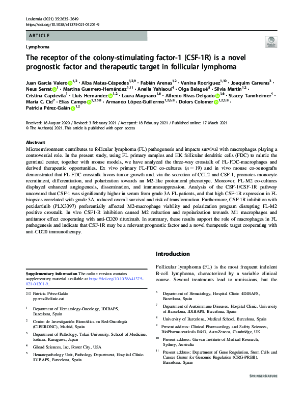(PDF) The receptor of the colony-stimulating factor-1 (CSF-1R) is a ...
