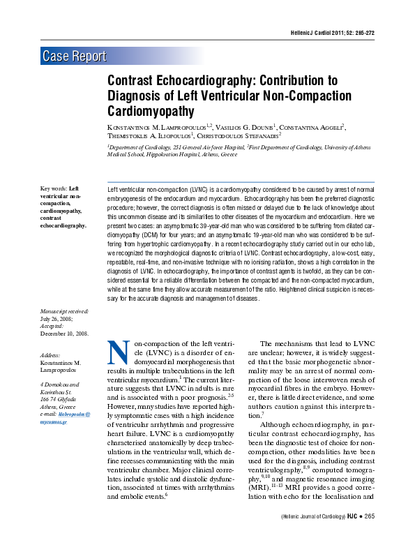 (PDF) Contrast echocardiography: contribution to diagnosis of left ...