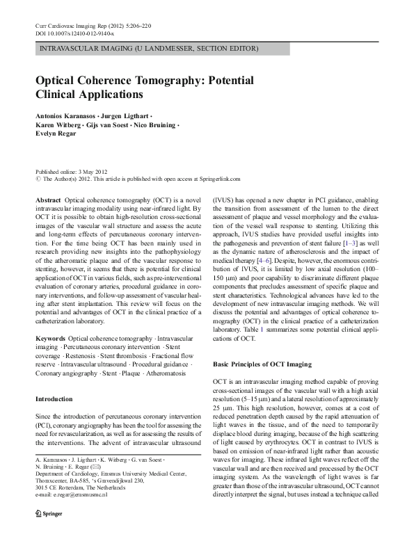 (PDF) Optical Coherence Tomography: Potential Clinical Applications