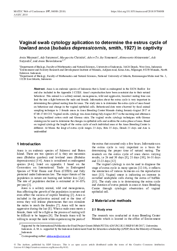 (PDF) Vaginal swab cytology aplication to determine the estrus cycle of ...