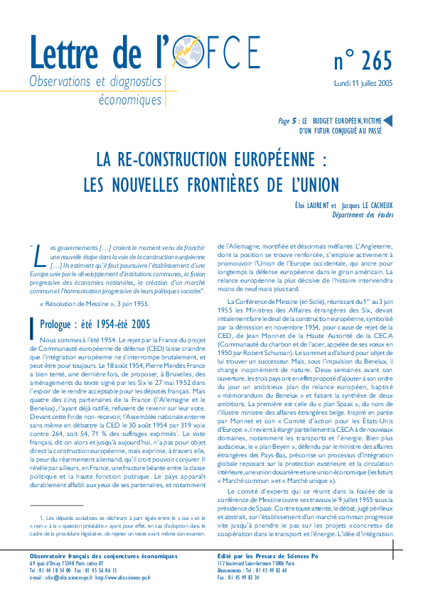 (PDF) re-construction europ enne : les nouvelles fronti res de l'Union