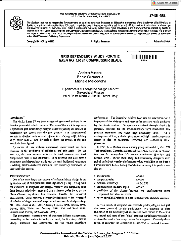 (PDF) Grid Dependency Study for the NASA Rotor 37 Compressor Blade