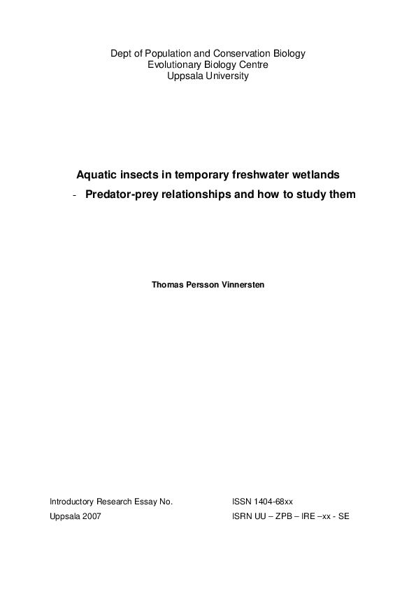 (PDF) Aquatic insects in temporary freshwater wetlands - Predator-prey ...