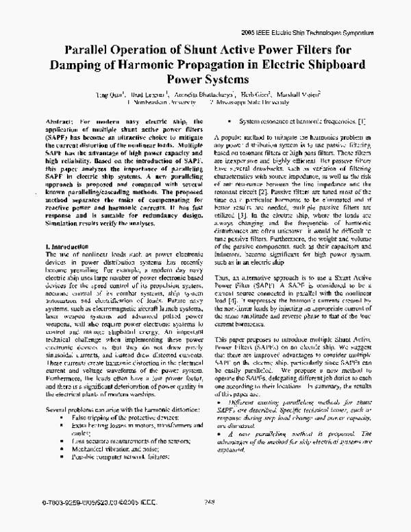 (PDF) Parallel operation of shunt active power filters for damping of harmonic propagation in ...