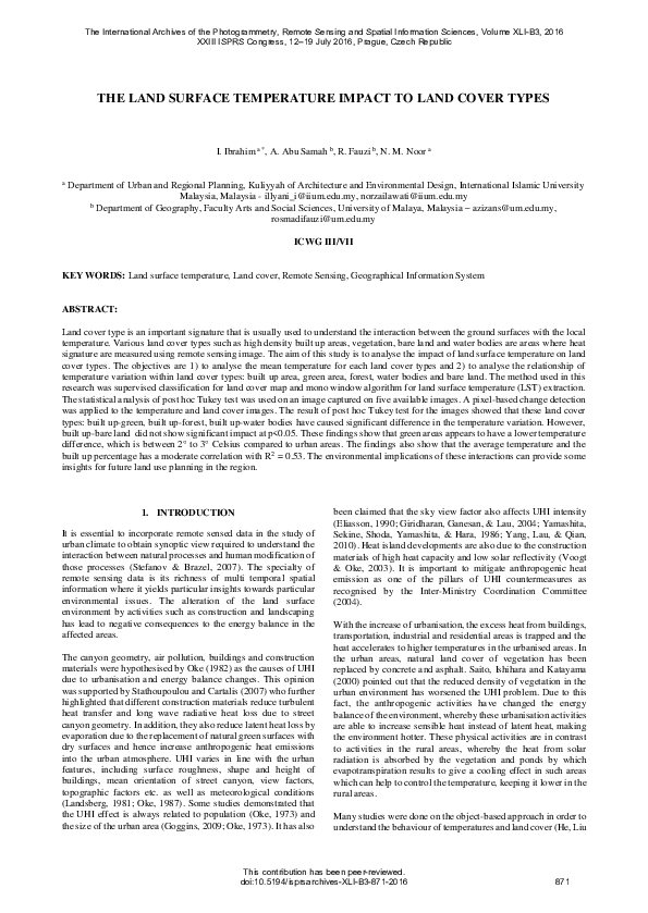 (PDF) The Land Surface Temperature Impact to Land Cover Types