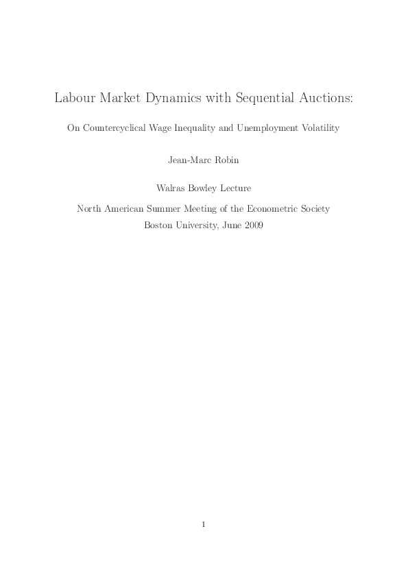 (PDF) Labour Market Dynamics with Sequential Auctions