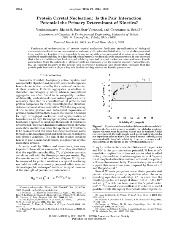 (PDF) Protein Crystal Nucleation: Is the Pair Interaction Potential the ...