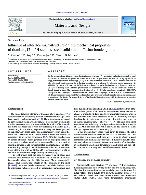 (PDF) Influence of interface microstructure on the mechanical properties of titanium/17-4 PH ...