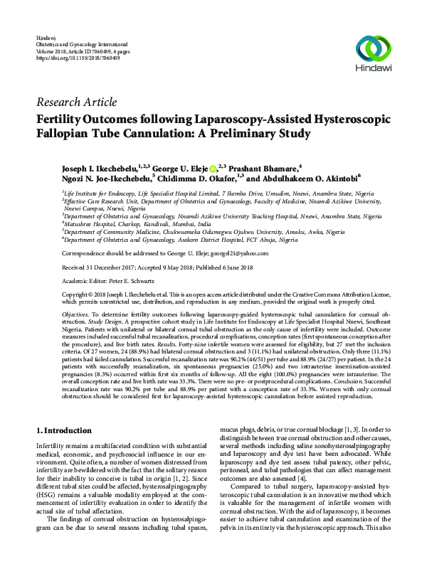 (PDF) Fertility Outcomes following Laparoscopy-Assisted Hysteroscopic ...
