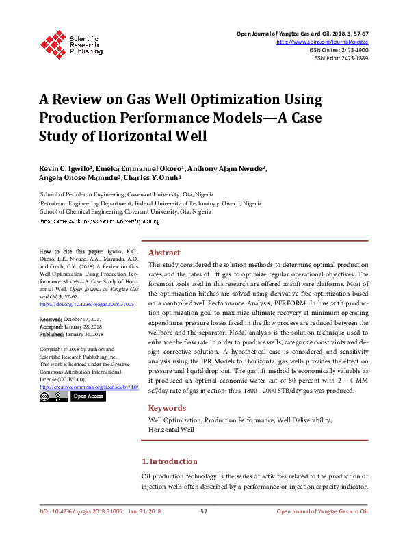(PDF) A Review on Gas Well Optimization Using Production Performance ...