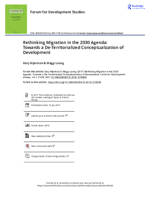 (PDF) Rethinking Migration in the 2030 Agenda: Towards a De ...