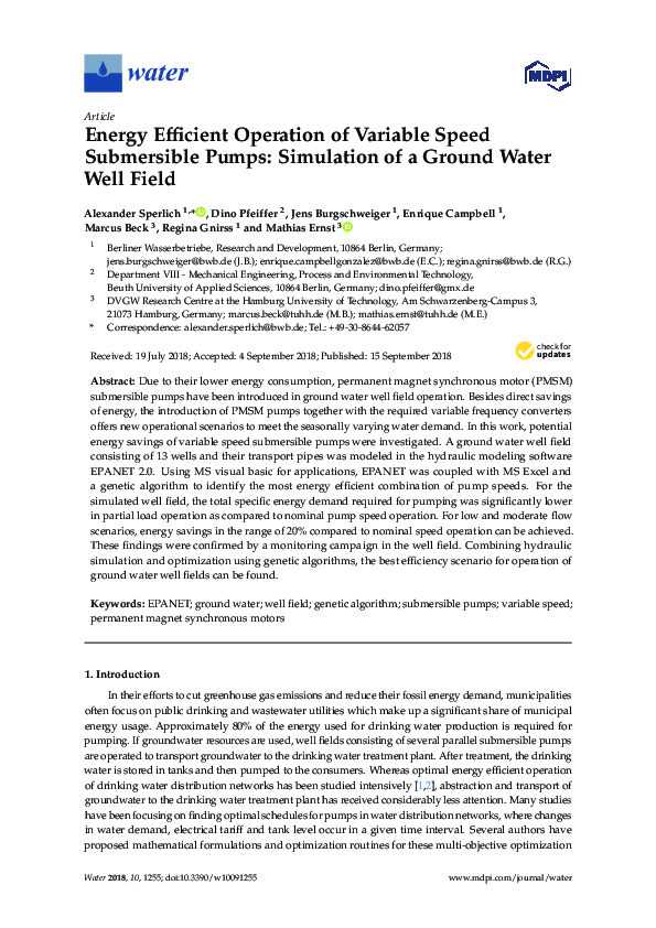 (PDF) Energy Efficient Operation of Variable Speed Submersible Pumps ...