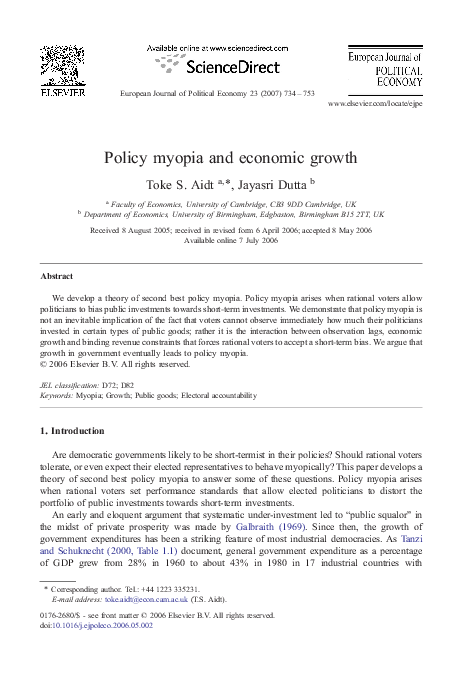 Policy myopia and economic growth