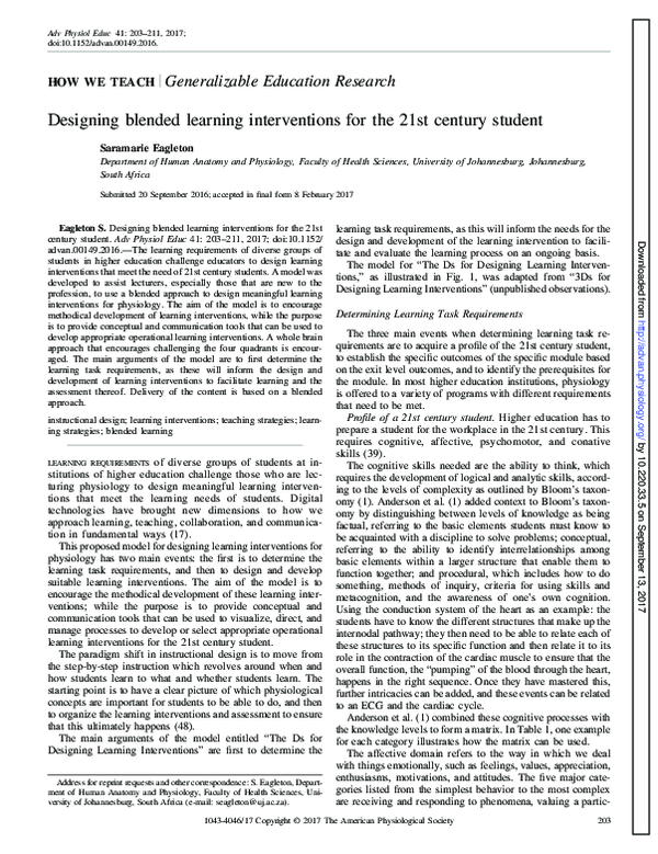 (PDF) Designing blended learning interventions for the 21st century student | Saramarie Eagleton ...