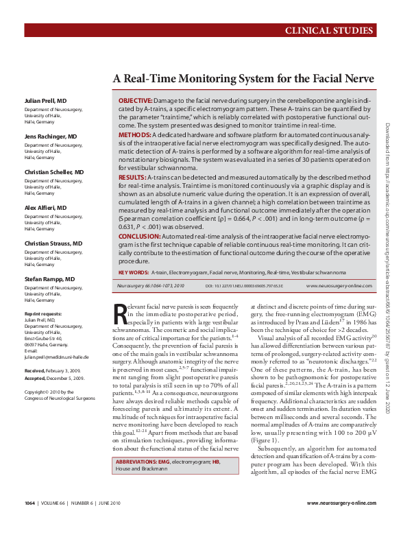 (PDF) A Real-Time Monitoring System for the Facial Nerve