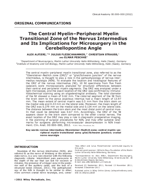 (PDF) The central myelin-peripheral myelin transitional zone of the ...