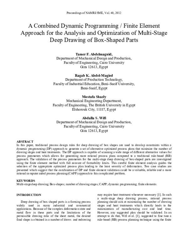 (PDF) A Combined Dynamic Programming / Finite Element Approach for the Analysis and Optimization ...