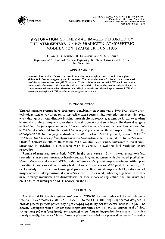 (PDF) Restoration of thermal images distorted by the atmosphere, using predicted atmospheric ...