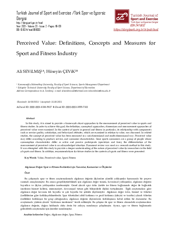 (PDF) Perceived Value: Definitions, Concepts and Measures for Sport and ...