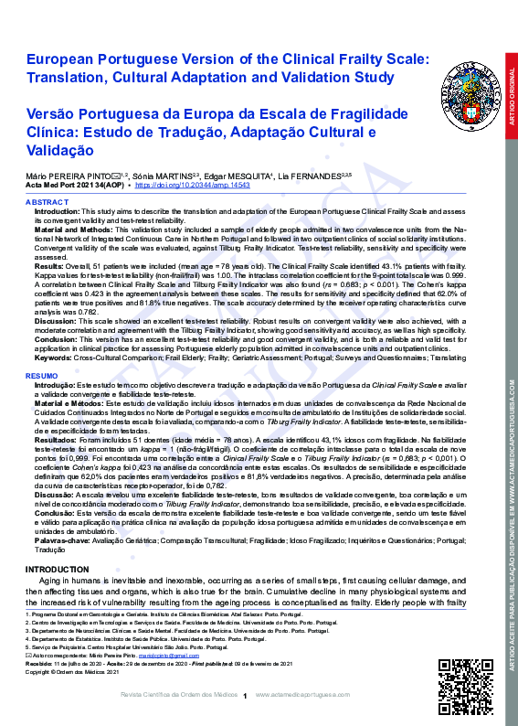 (PDF) European Portuguese Version of the Clinical Frailty Scale ...