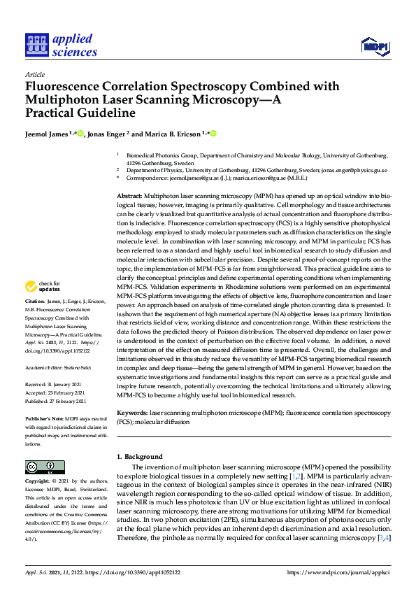 (PDF) Fluorescence Correlation Spectroscopy Combined with Multiphoton ...
