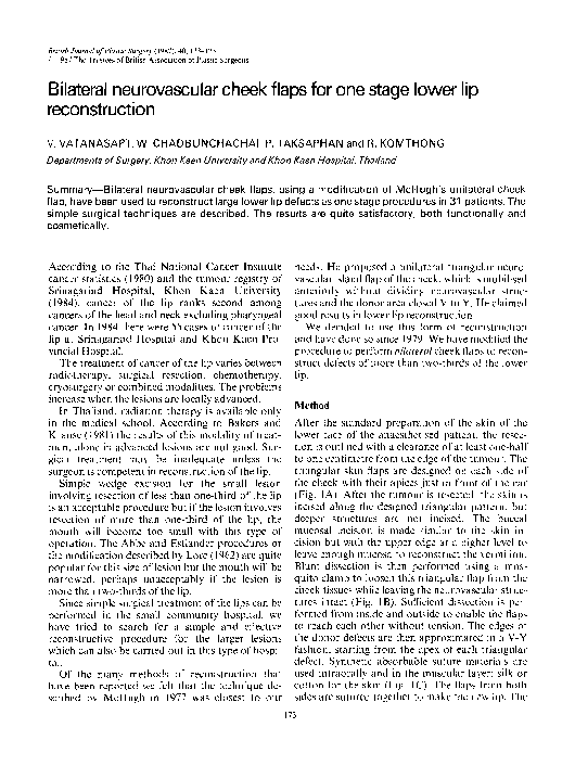 (PDF) Bilateral neurovascular cheek flaps for one stage lower lip ...