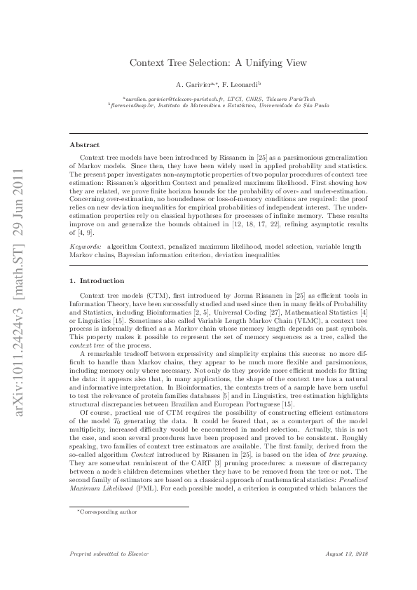 (PDF) Context tree selection: A unifying view