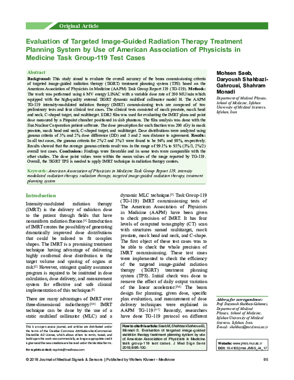 (PDF) Evaluation of targeted image-guided radiation therapy treatment ...