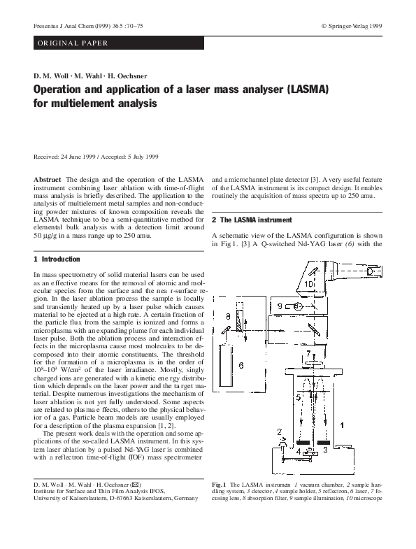 (PDF) Operation and application of a laser mass analyser (LASMA) for ...