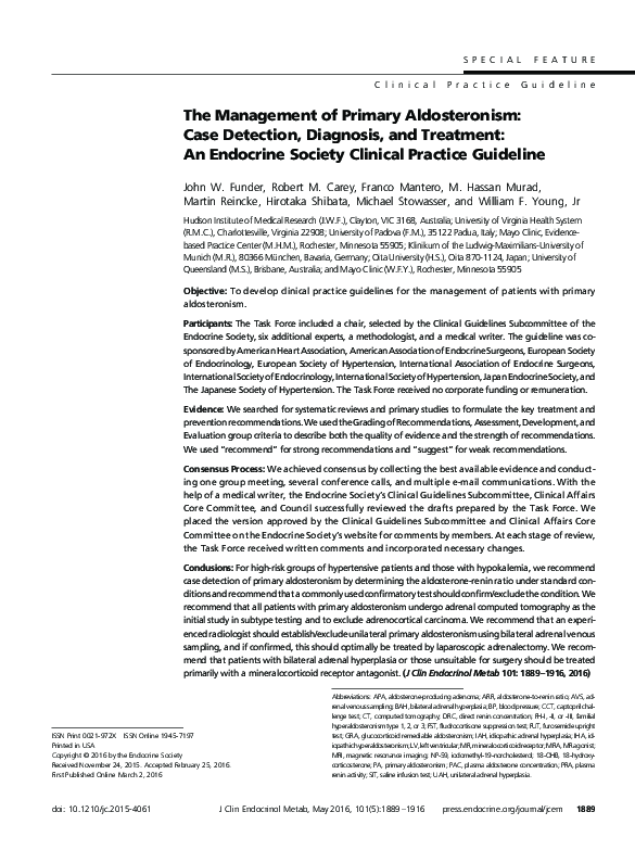 (PDF) The Management of Primary Aldosteronism: Case Detection, Diagnosis, and Treatment: An ...
