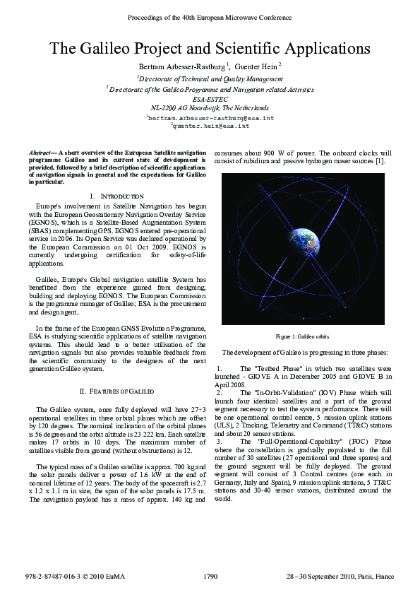 (PDF) The Galileo Project and Scientific Applications
