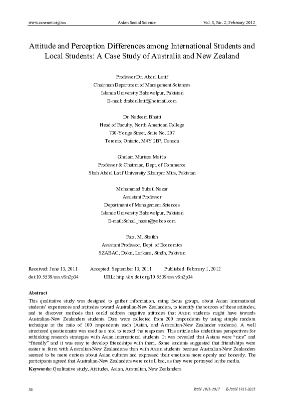 (PDF) Attitude and Perception Differences among International Students ...