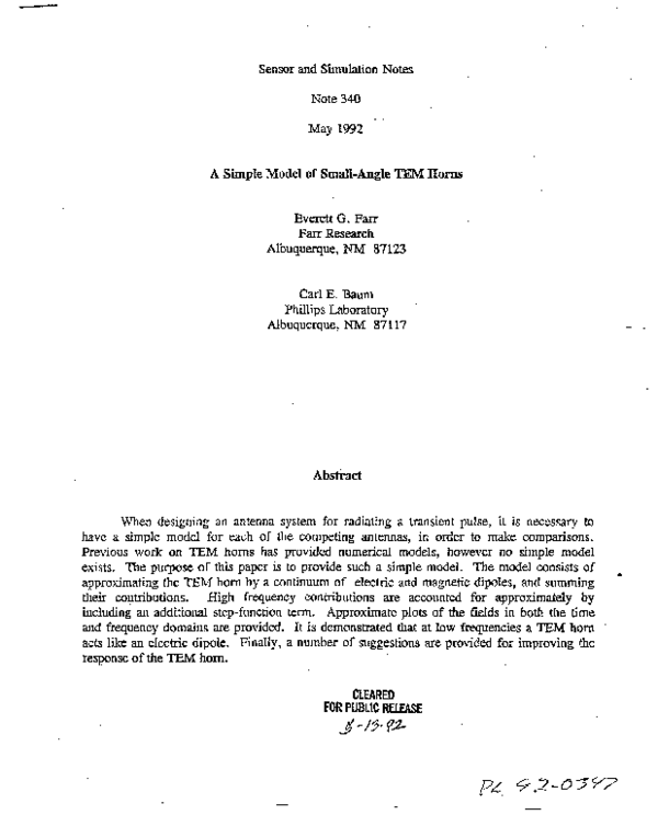 (PDF) A simple model of small-angle TEM horns