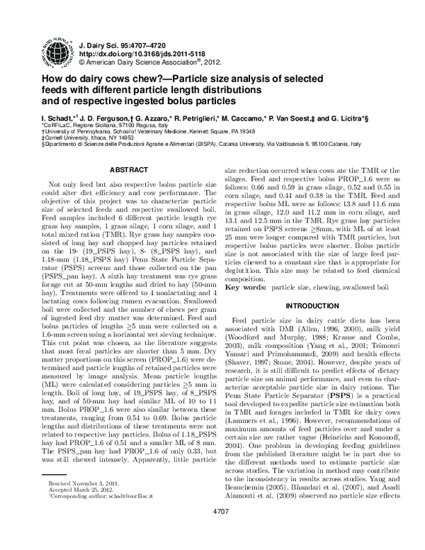 (PDF) Usage of the Penn State Forage Separator for evaluating particle ...