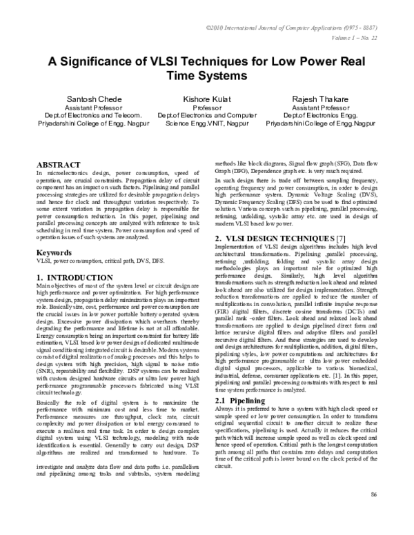 (PDF) A Significance of VLSI Techniques for Low Power Real Time Systems