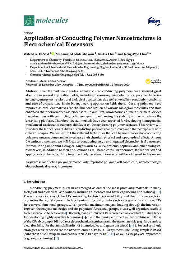(PDF) Application of Conducting Polymer Nanostructures to ...