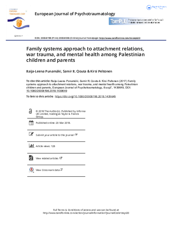 (PDF) Family systems approach to attachment relations, war trauma, and ...
