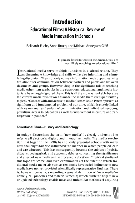 (PDF) Introduction: Educational Films: A Historical Review of Media ...