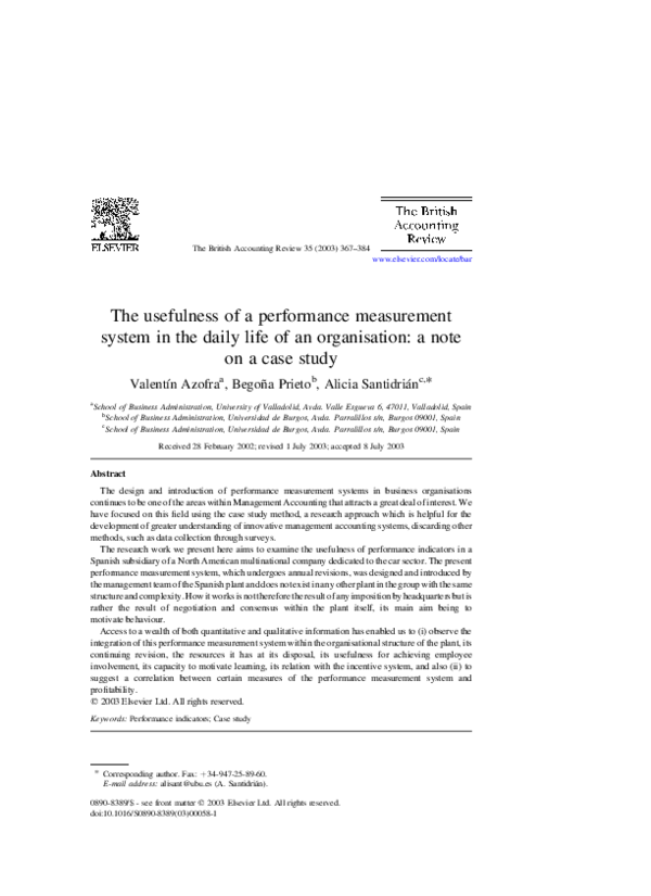 (PDF) The usefulness of a performance measurement system in the daily ...