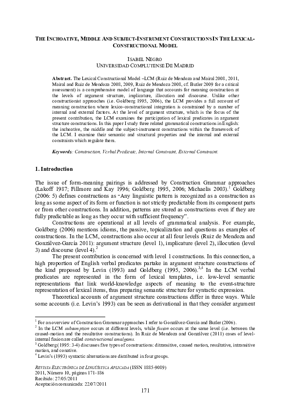 (PDF) The inchoative, middle and subject-instrument constructions in ...
