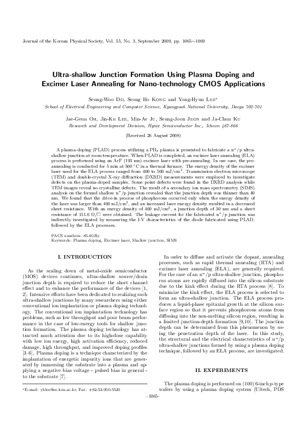 (PDF) Ultra-shallow Junction Formation Using Plasma Doping and ...