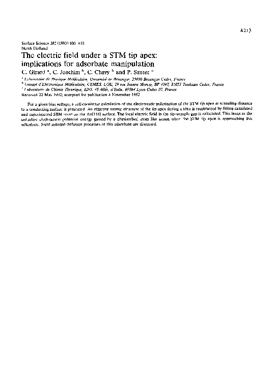 (PDF) The electric field under a STM tip apex: implications for ...