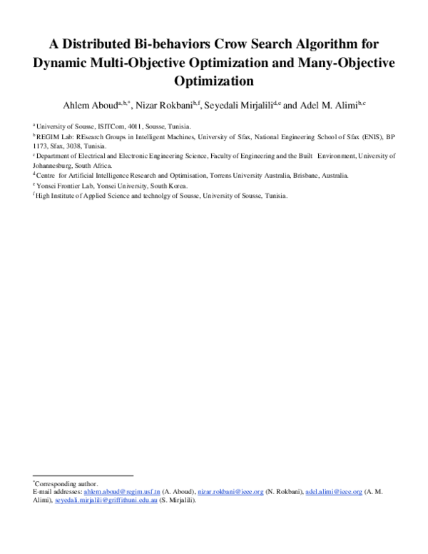 (PDF) A Distributed Bi-behaviors Crow Search Algorithm for Dynamic ...