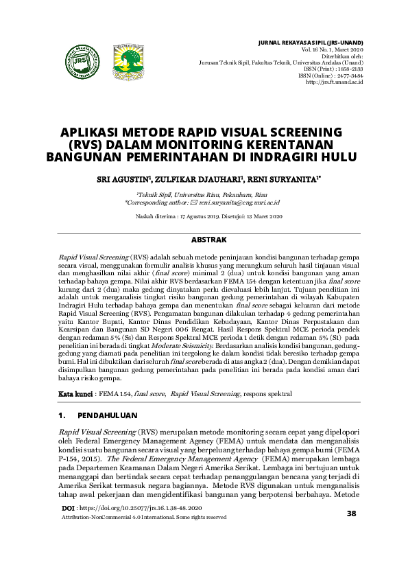 (PDF) Aplikasi Metode Rapid Visual Screening (RVS) Dalam Monitoring ...
