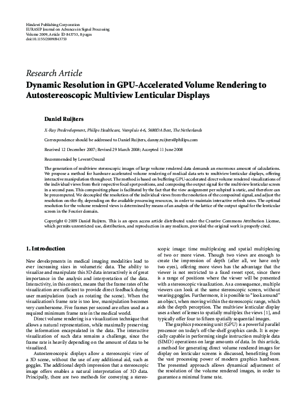 (PDF) Dynamic Resolution in GPU-Accelerated Volume Rendering to Autostereoscopic Multiview ...