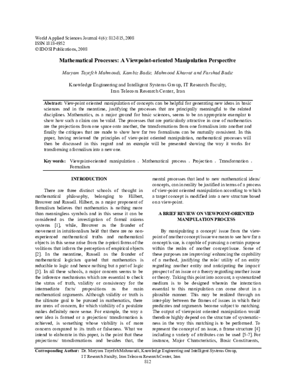 (PDF) Mathematical Processes: A Viewpoint-oriented Manipulation Perspective